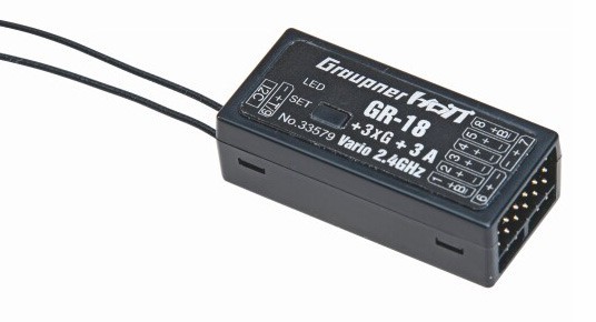 Récepteur GR-18 +3xG+3A + Vario HoTT - Intermodel SAS